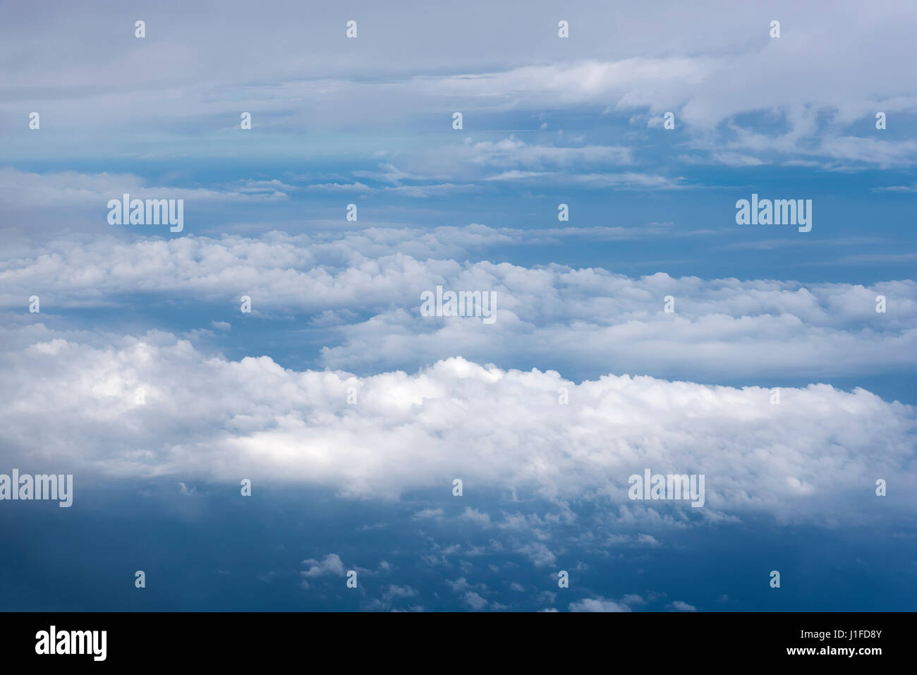 blue sky with clouds aerial view from airplane, cloudscape landscape ...