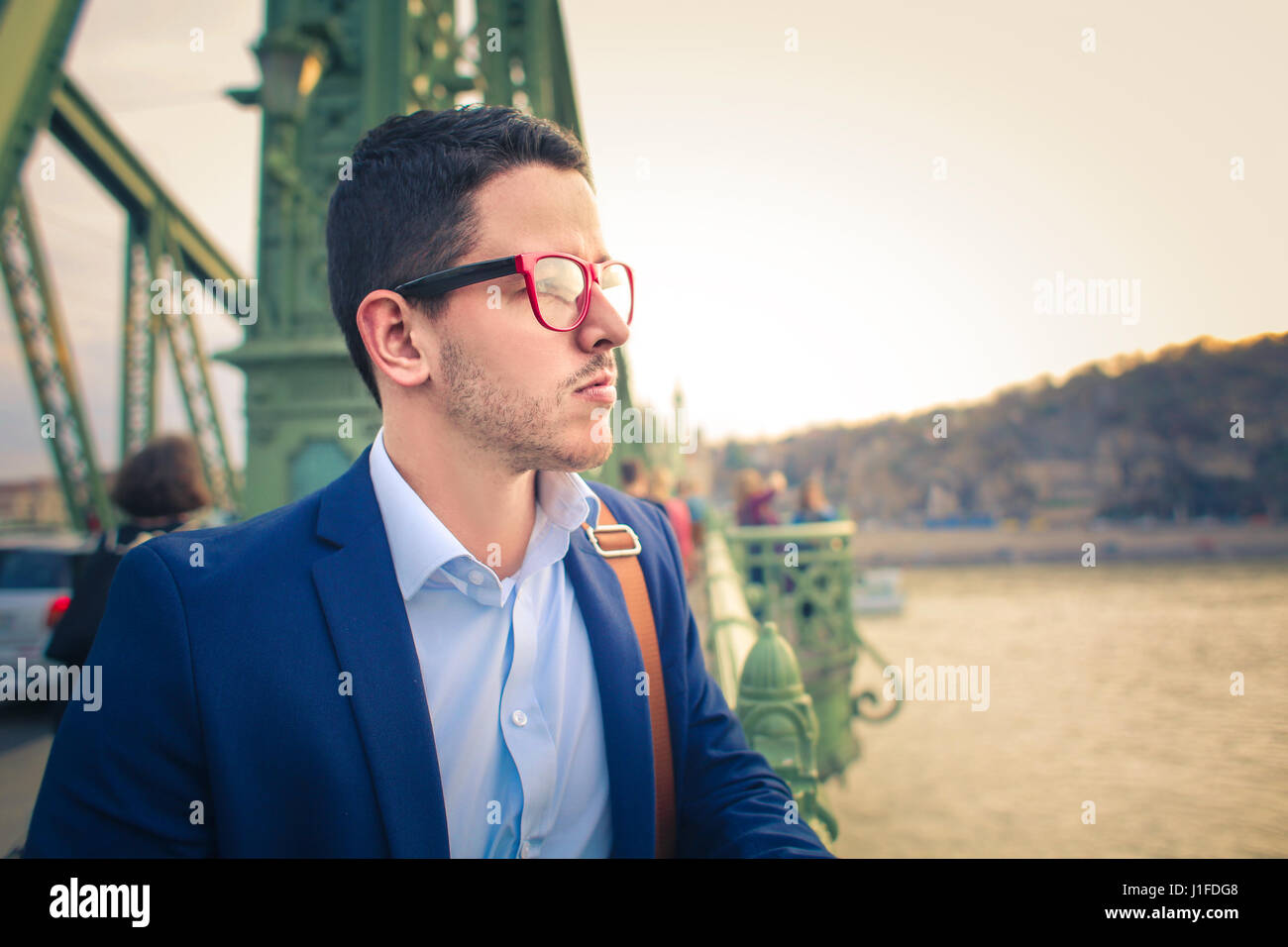 Portrait of a smart man looking the view Stock Photo - Alamy