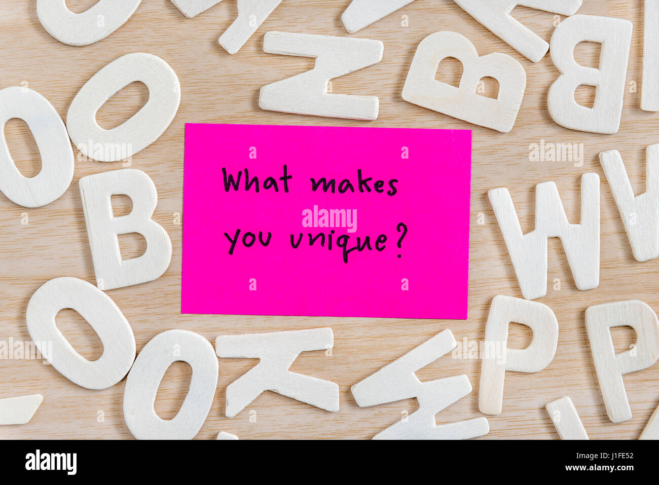 Handwriting letters words what makes you unique and question mark on ...