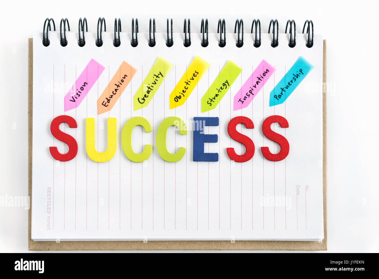 Words success on the notebook with handwriting vision education ...