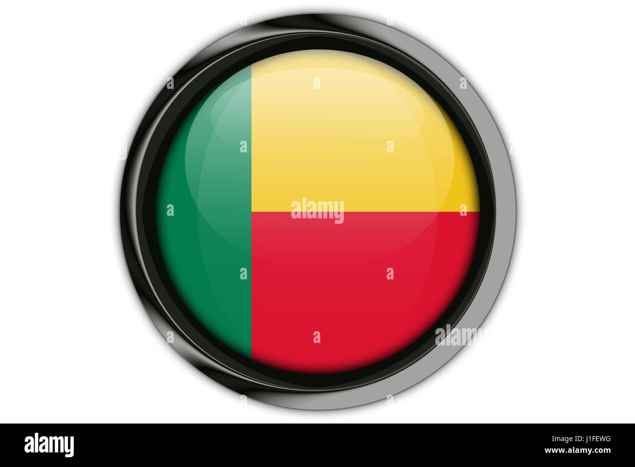 Benin flag in the button pin Isolated on White Background Stock Photo ...