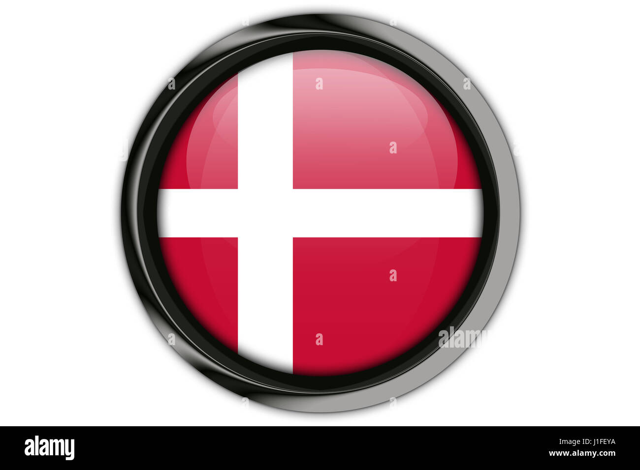 Denmark flag in the button pin Isolated on White Background Stock Photo ...