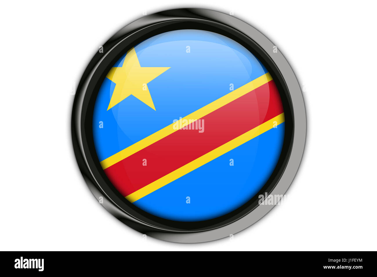 DR Congo flag in the button pin Isolated on White Background Stock ...