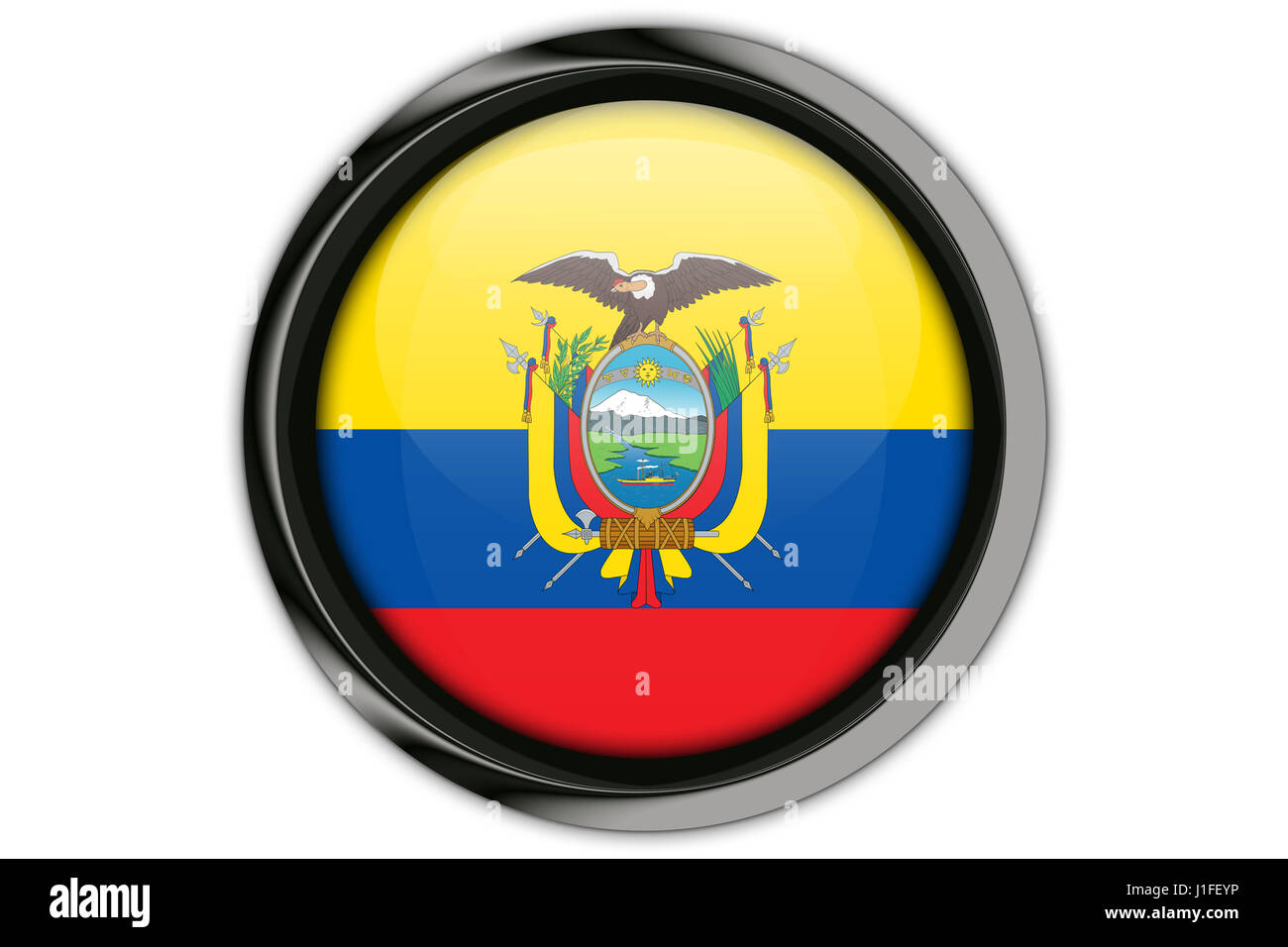 Ecuador flag in the button pin Isolated on White Background Stock Photo ...
