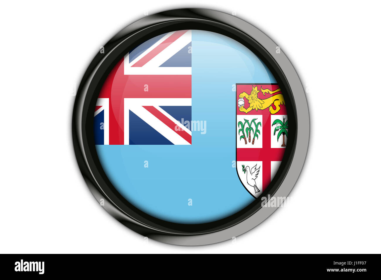 Fiji flag in the button pin Isolated on White Background Stock Photo ...