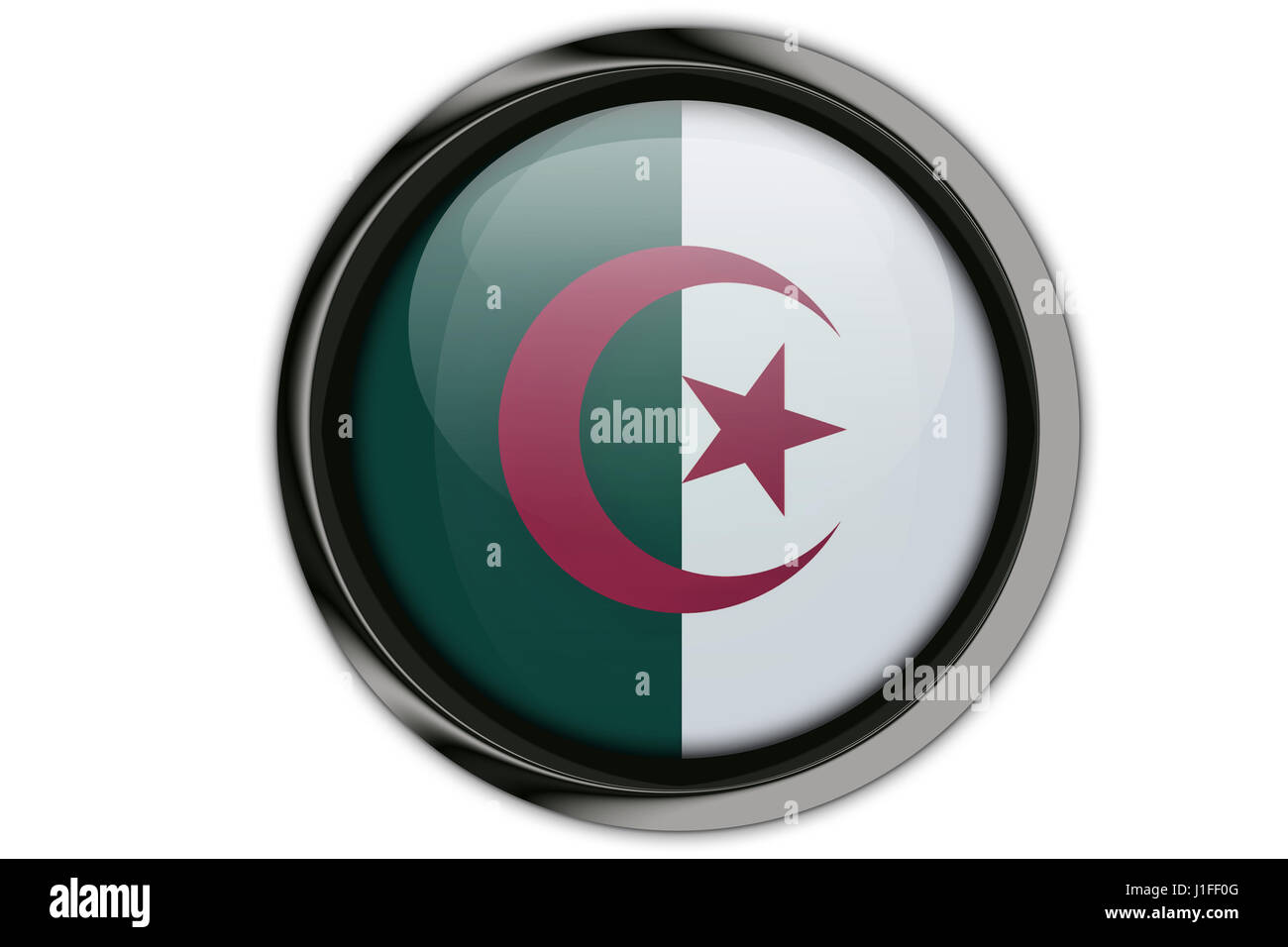 Algeria flag in the button pin Isolated on White Background Stock Photo ...