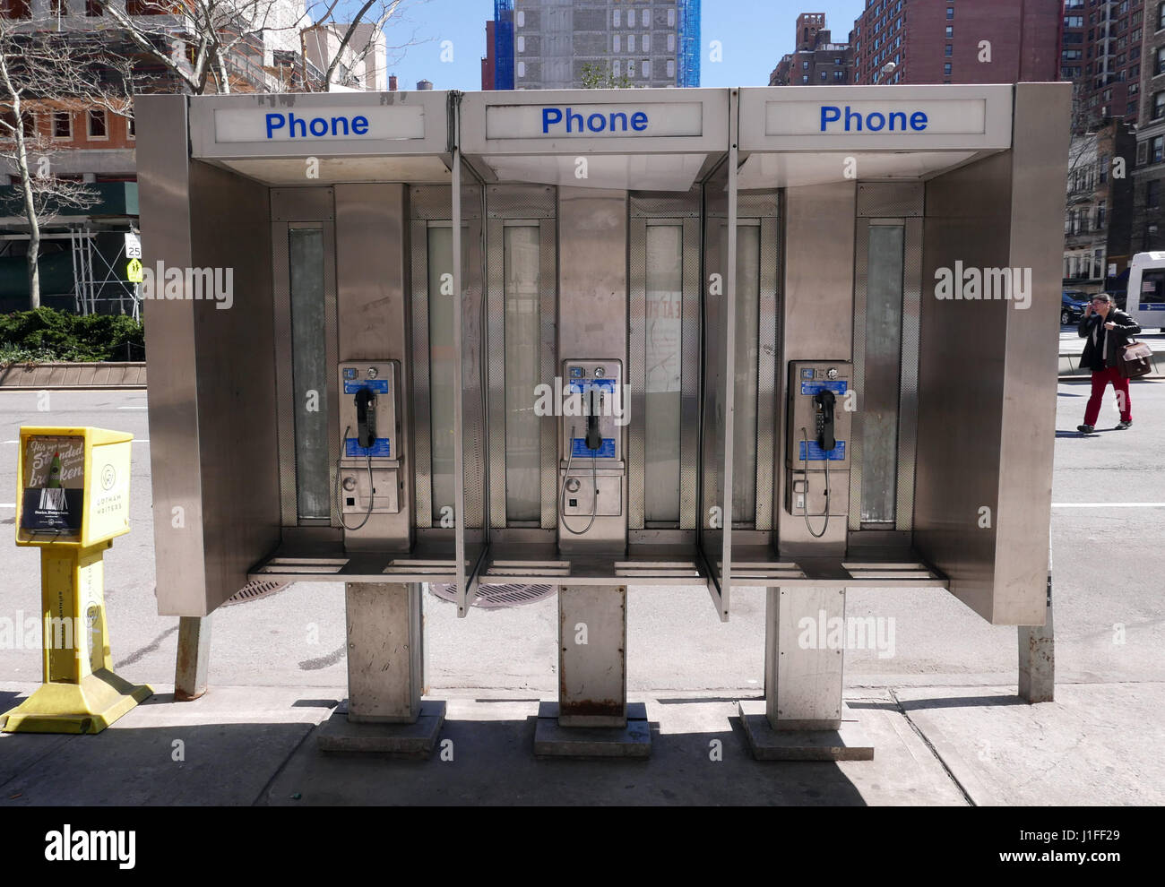 A bank of pay-phones on Broadway in the Upper West Side of Manhattan ...