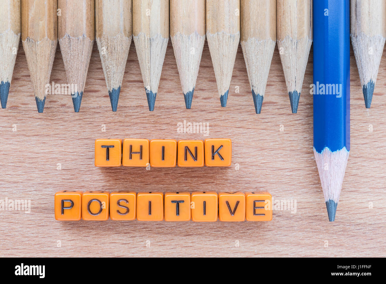 Think positive slogan hi-res stock photography and images - Alamy
