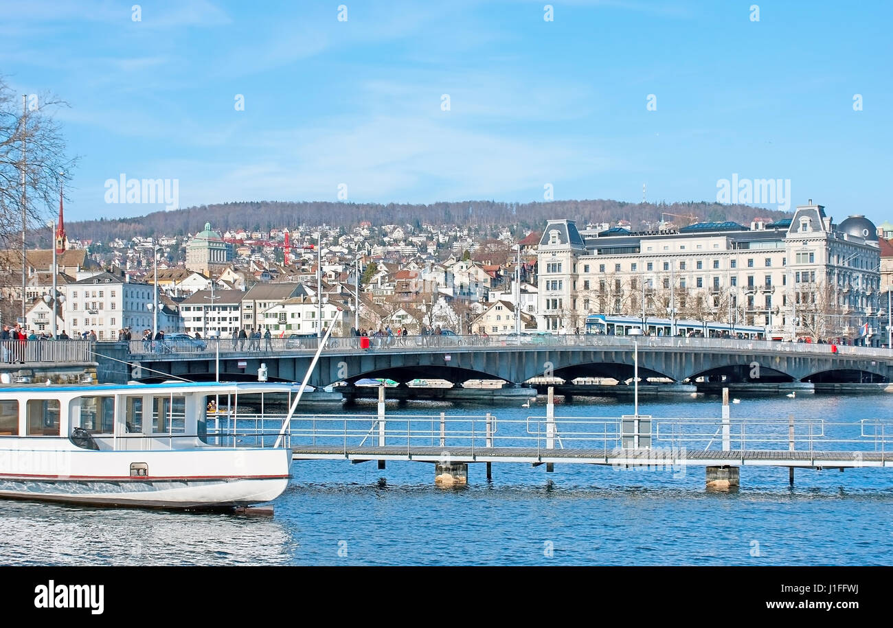 ZURICH, SWITZERLAND - MARCH 20, 2011: The walk along the Zurichsee ...