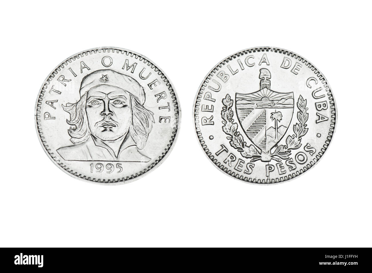 Cuban currency of three pesos with the face of Ernesto Che Guevara ...