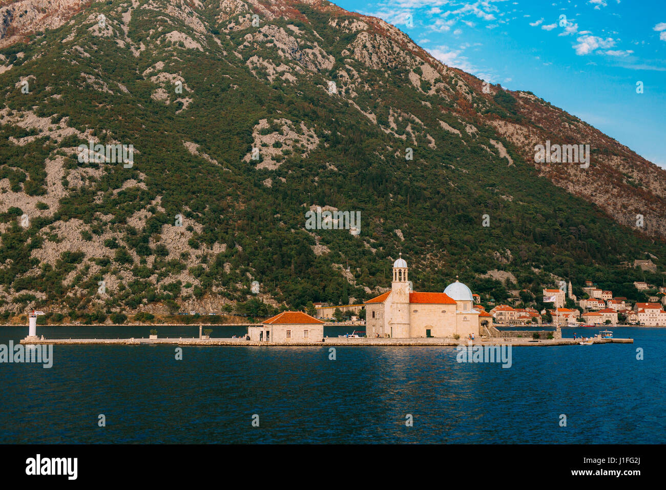 The island of Gospa od Skrpela in the Boko-Kotorsky Gulf Stock Photo ...
