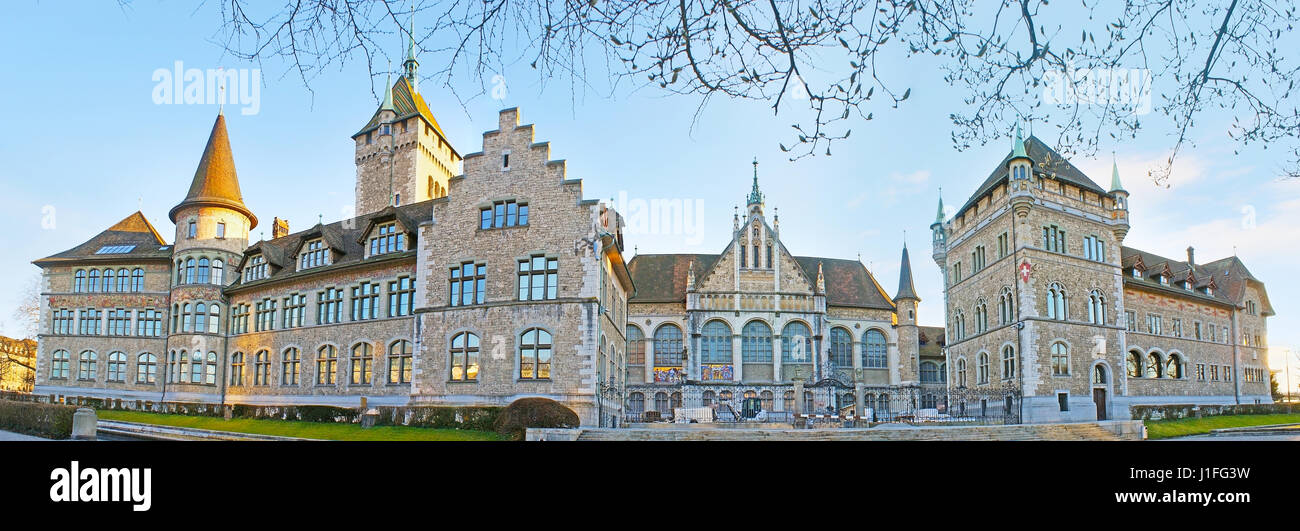 The impressive architectural complex of Swiss National Museum, built as ...