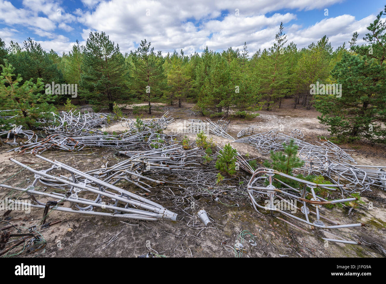 Elements of Duga radar system in Chernobyl-2 military base, Chernobyl ...
