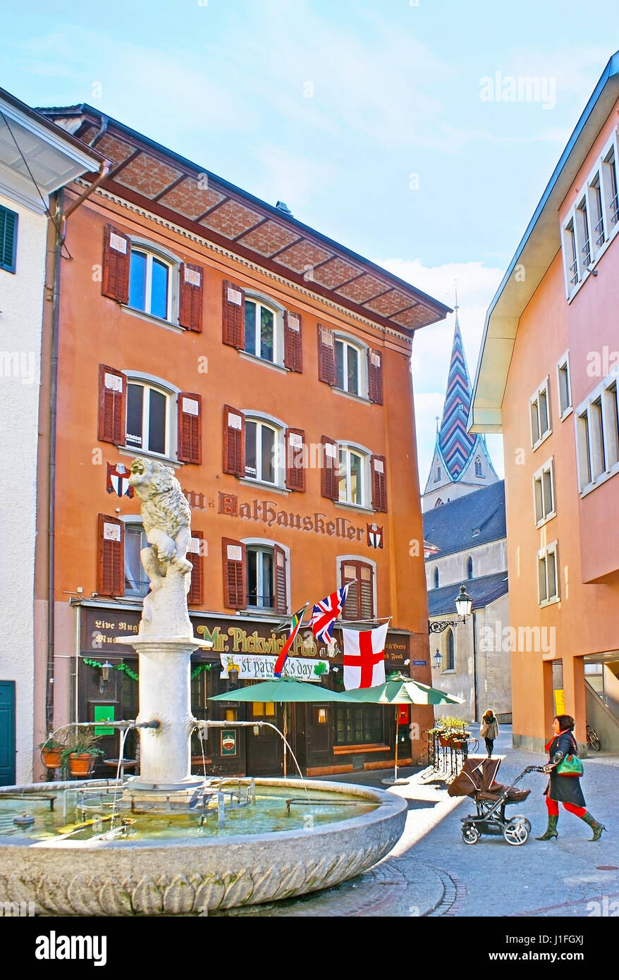 BADEN, SWITZERLAND - MARCH 21, 2011: The Lion Fountain in the ...