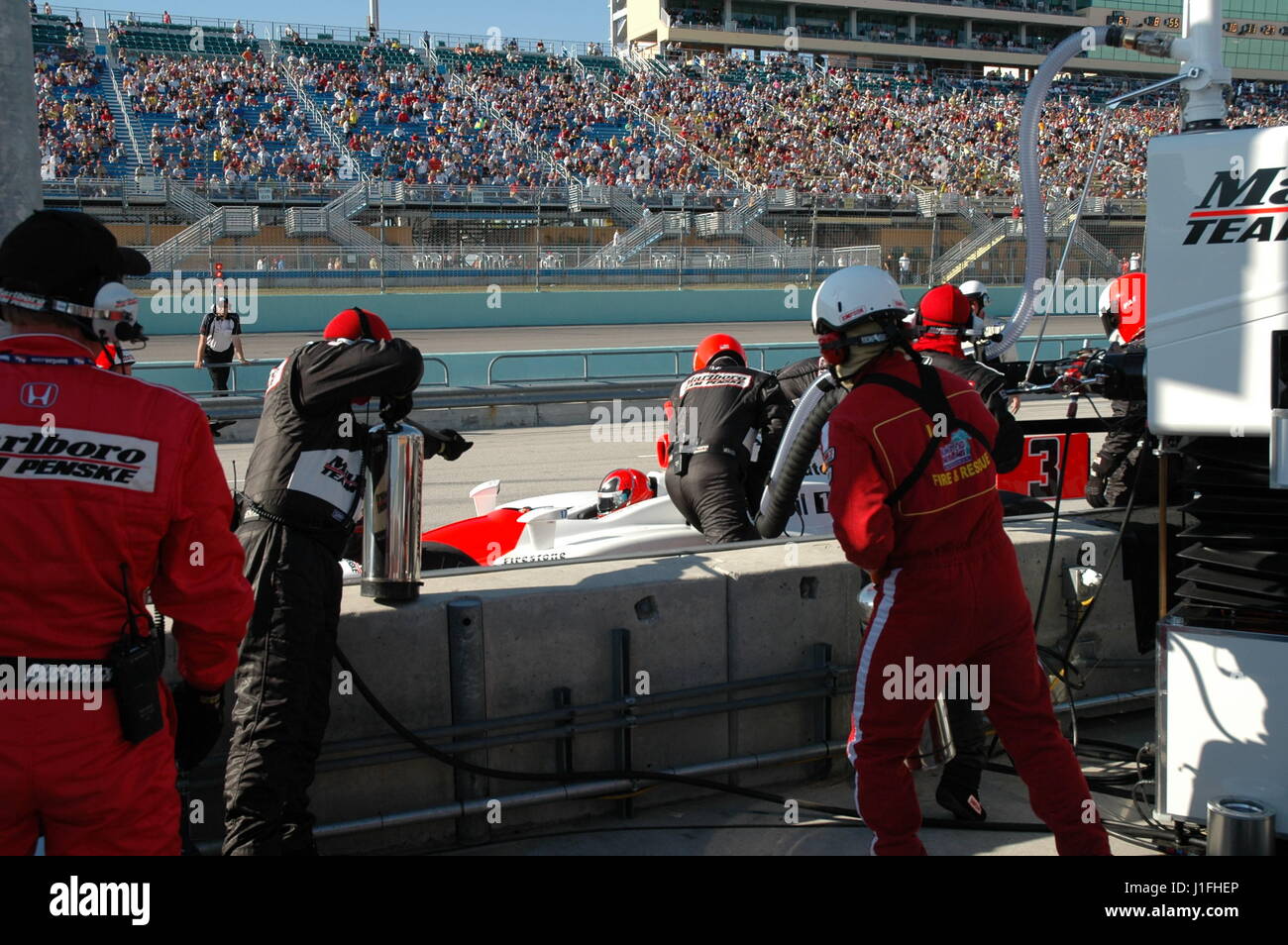 Indy racing Miami Homestead Speedway USA crew on pit lane Stock Photo ...