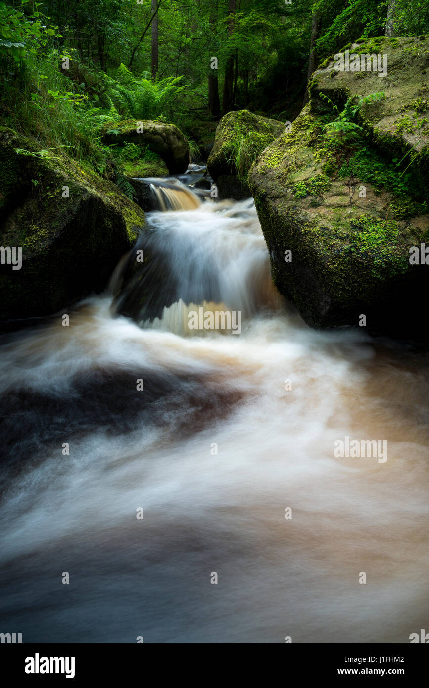 Rocky stream at Wyming brook nature reserve, Sheffield, South Yorkshire ...