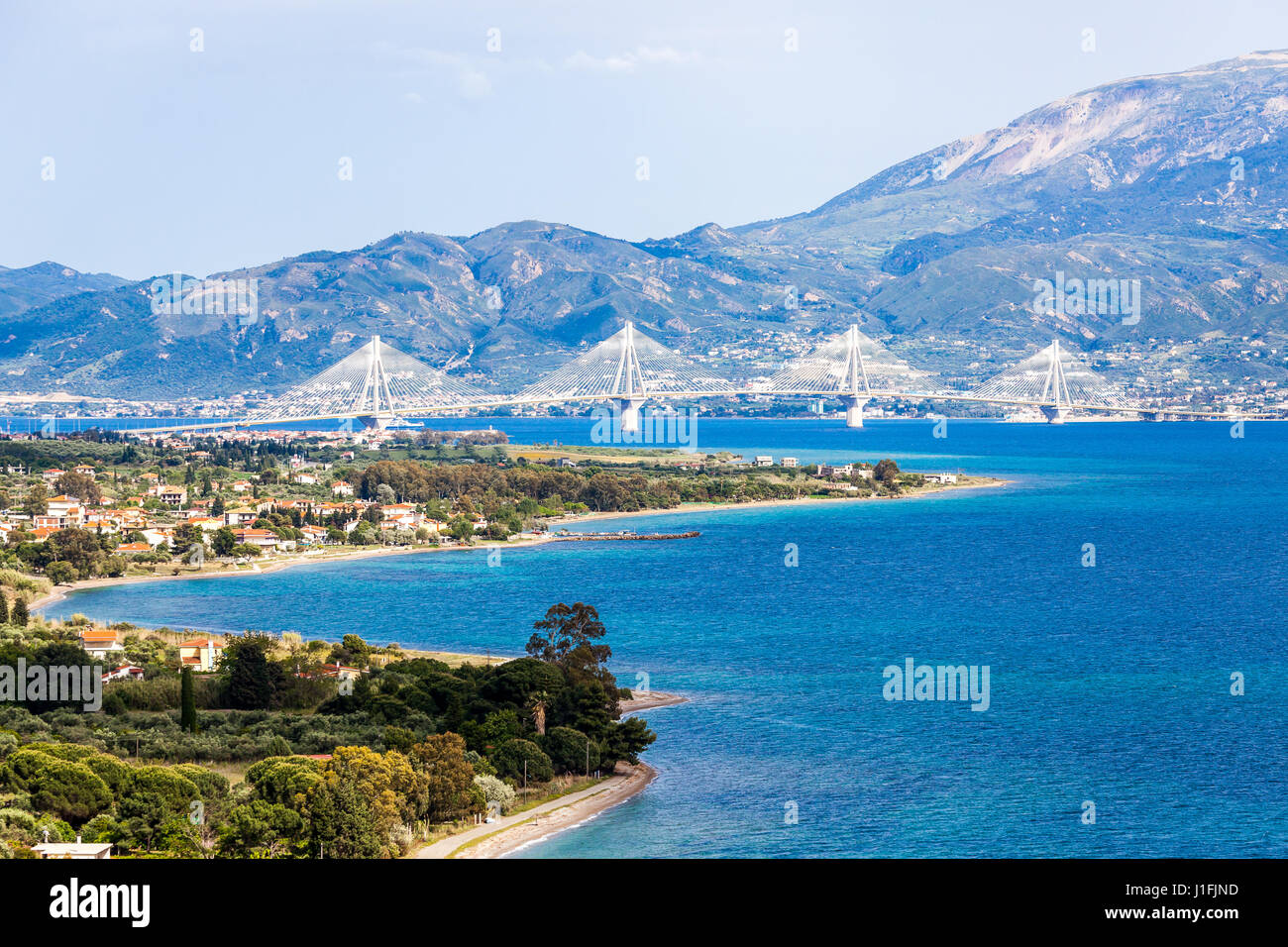 Rio Antirio Bridge, Patra, Gulf of Corinth, Peloponnese, Greece Stock ...