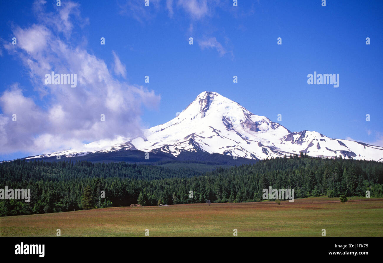Mount Hood, highest point in Oregon, in the Oregon Cascades Stock Photo ...