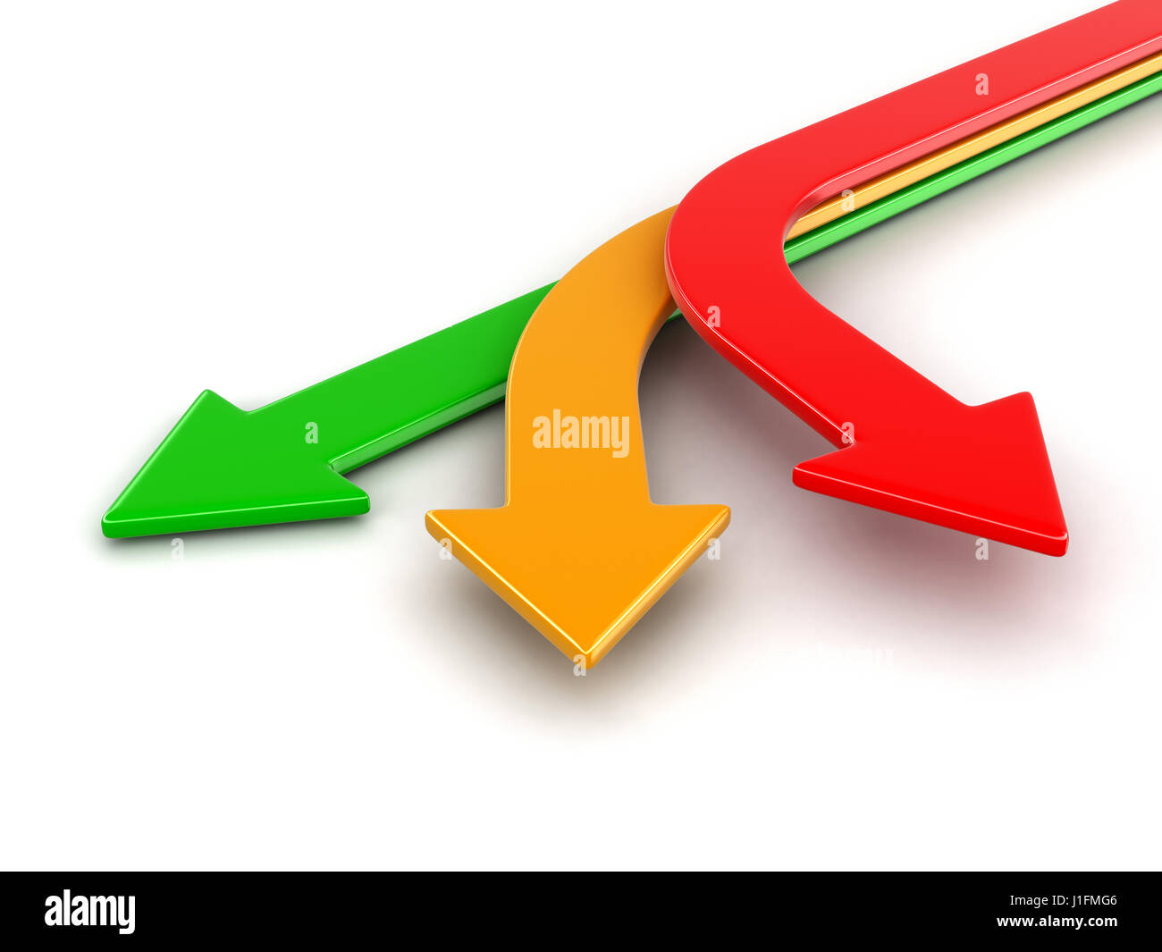 3d image of arrows in different directions. Image with clipping path ...
