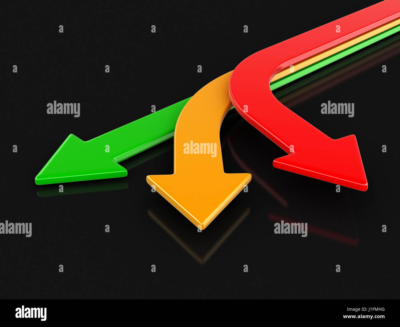 3d image of arrows in different directions. Image with clipping path ...