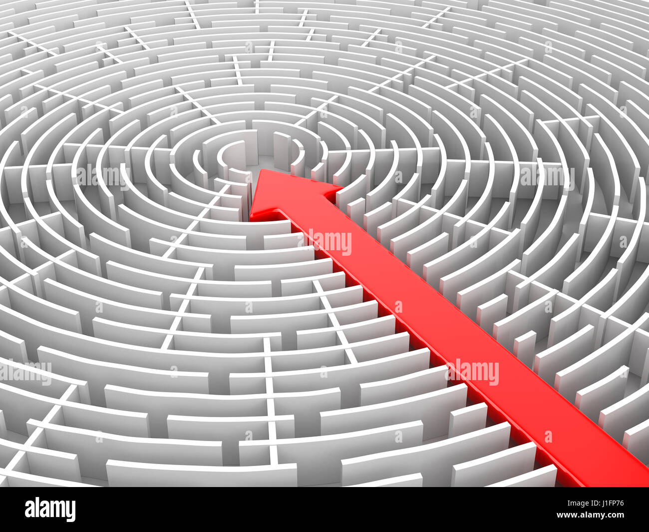 Red path across labyrinth Stock Photo - Alamy