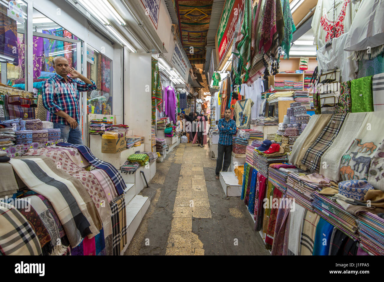 Muscat, Oman - Souq Muttrah View down narrow street in market Stock ...
