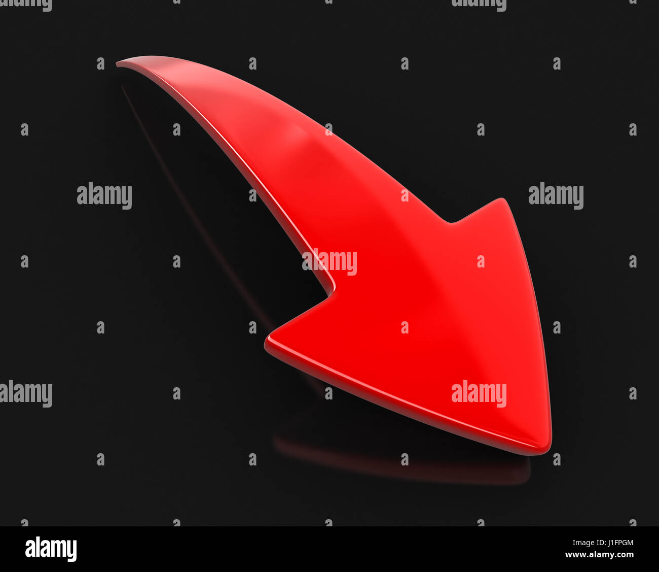 3d arrow downwards. Image with clipping path Stock Photo - Alamy