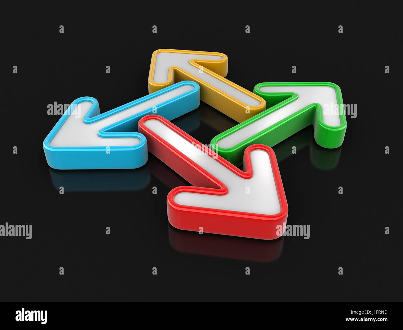 3d image of arrows in different directions. Image with clipping path ...