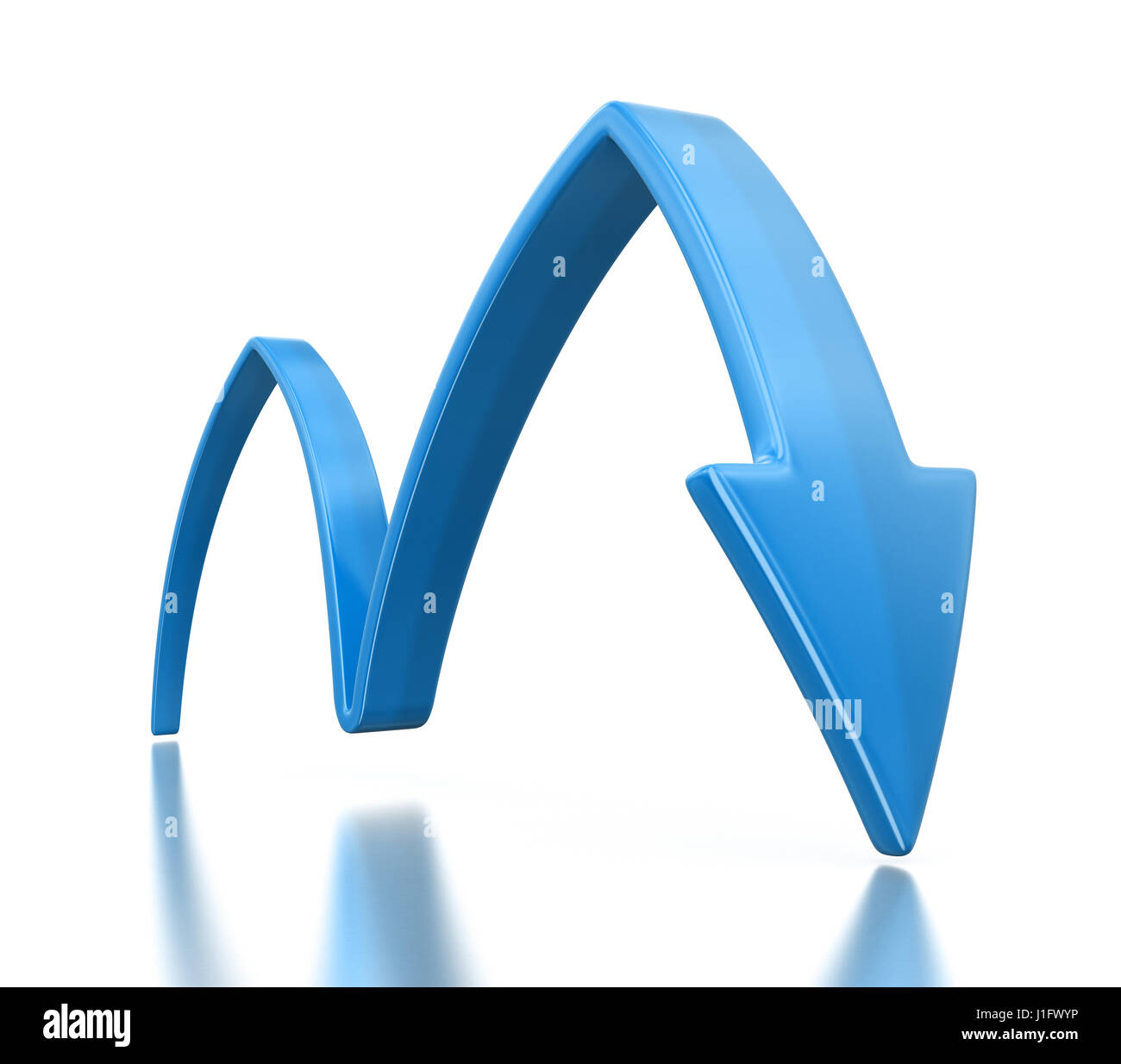 3d arrow downwards. Image with clipping path Stock Photo - Alamy