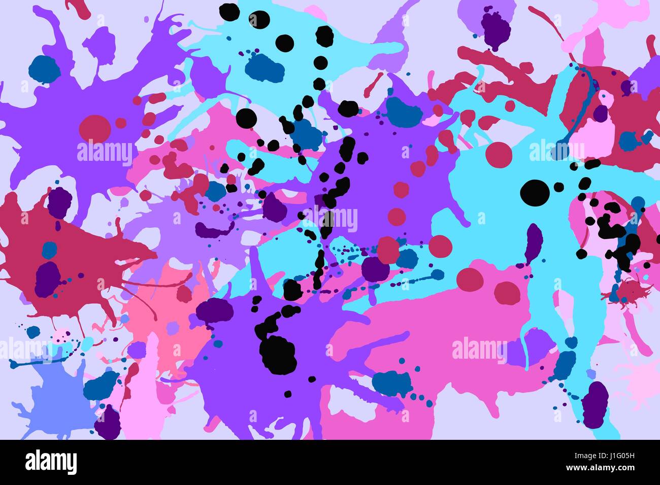 Turquoise purple pink ink paint splashes vector colorful background ...