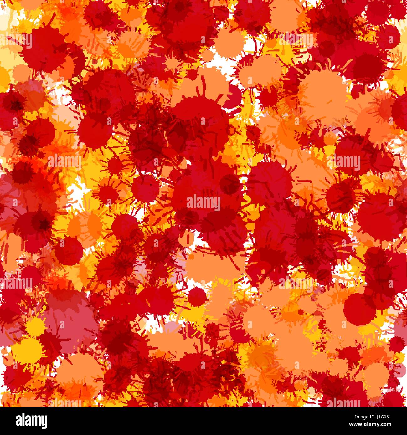 Bright red and orange artistic watercolor paint drops seamless pattern ...