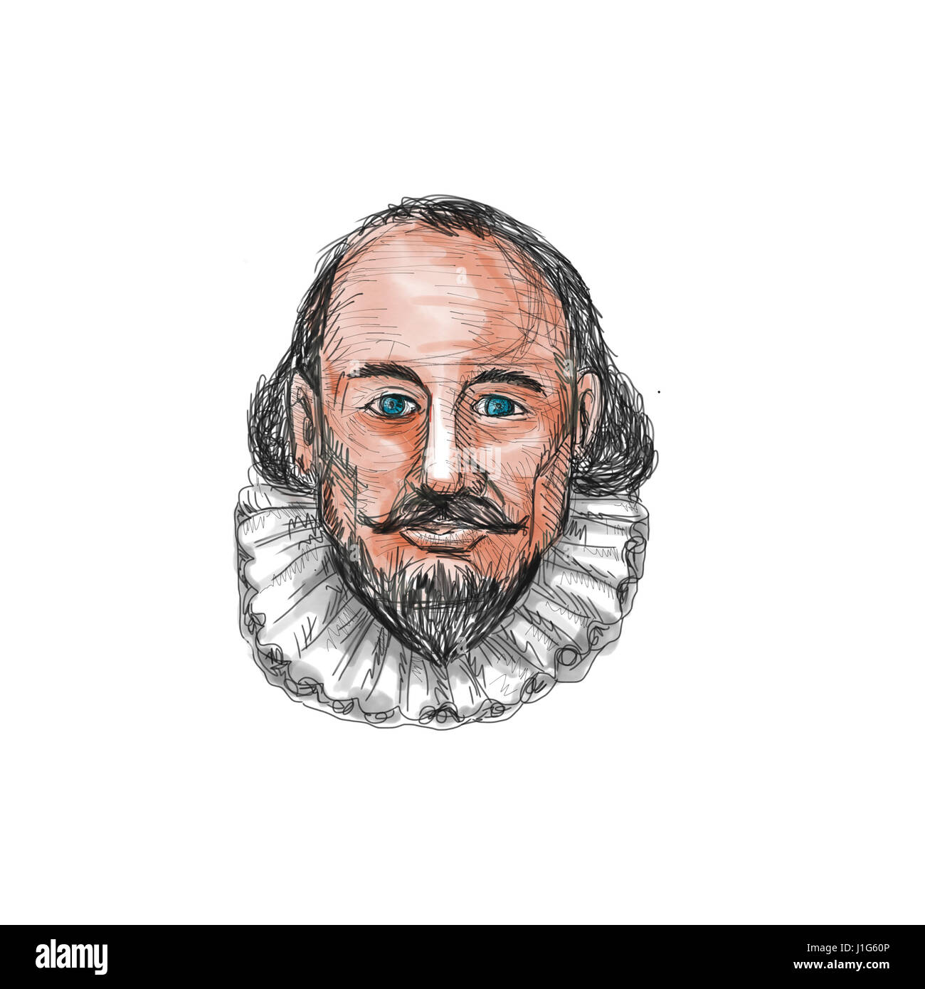Watercolor style illustration of William Shakespeare head set on ...