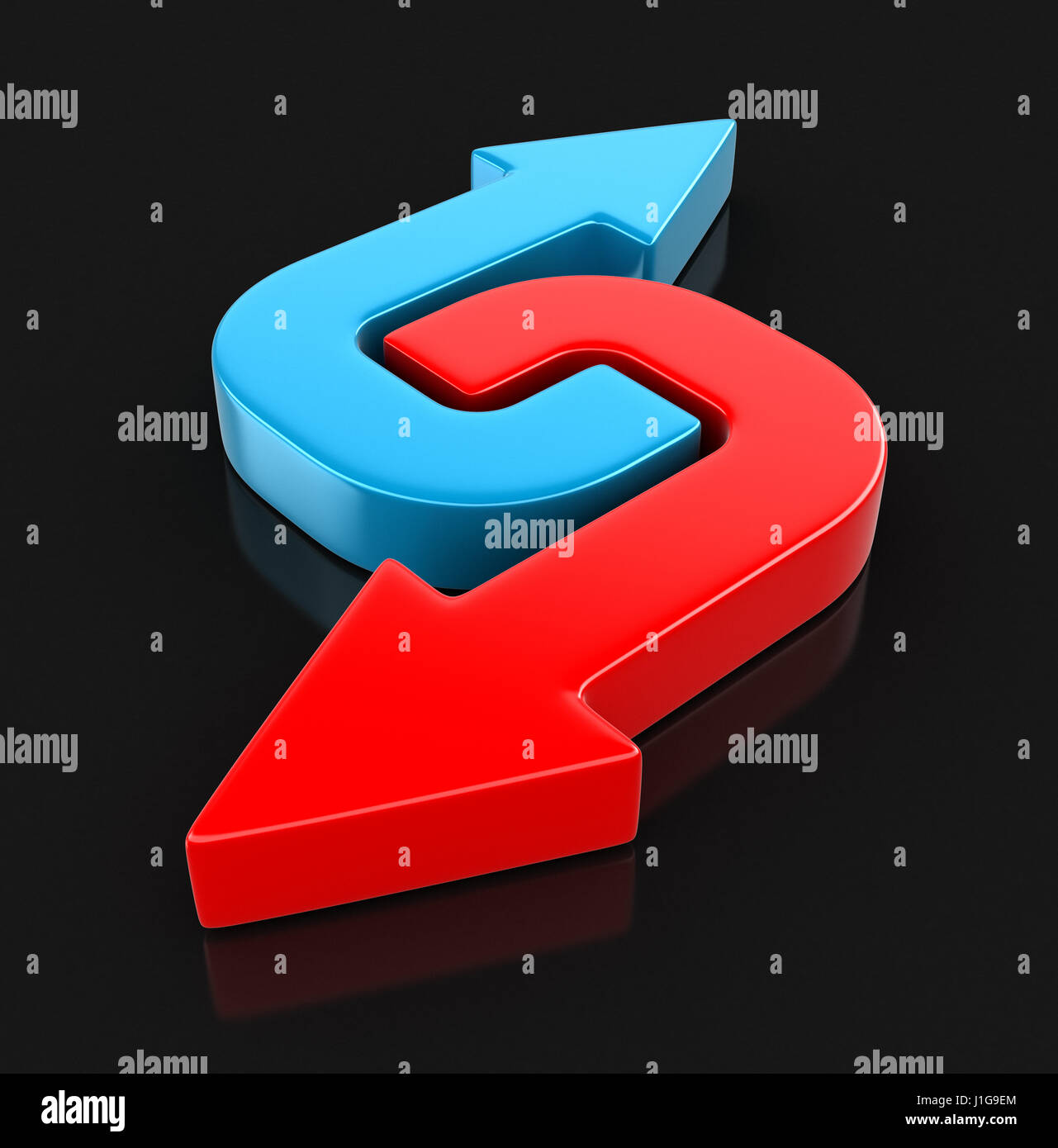 3d image of arrows in different directions. Image with clipping path ...