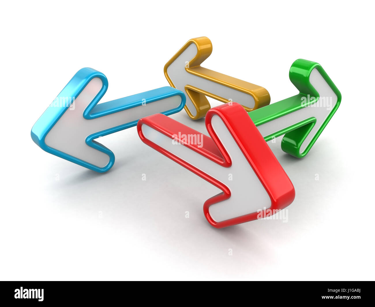 3d image of arrows in different directions. Image with clipping path ...