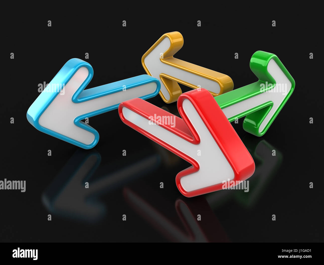3d image of arrows in different directions. Image with clipping path ...