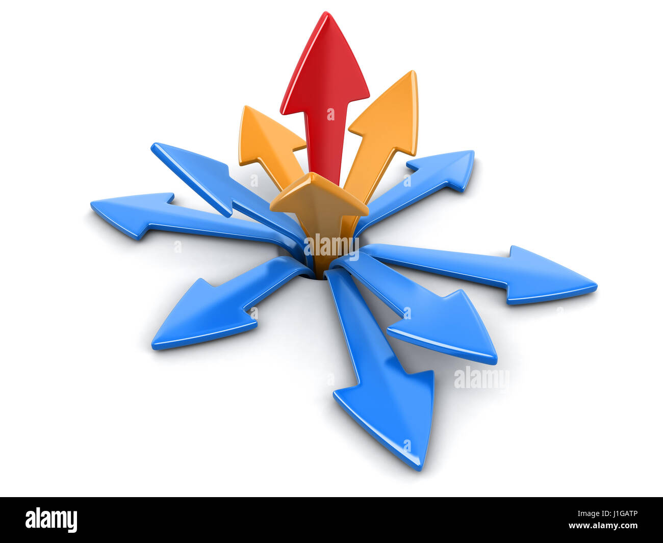 3d image of arrows in different directions. Image with clipping path ...