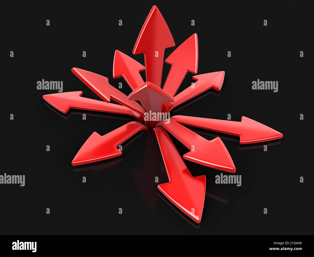 3d image of arrows in different directions. Image with clipping path ...