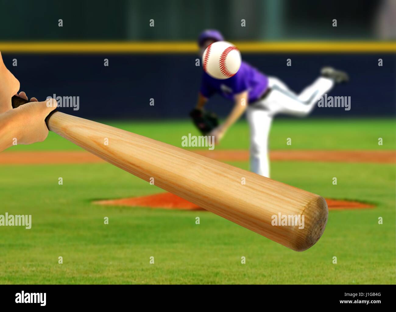 Baseball Pitcher Throwing Ball to Batter Stock Photo - Alamy