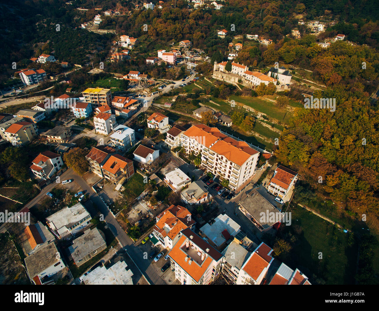 The central part of the modern town of Budva Stock Photo - Alamy