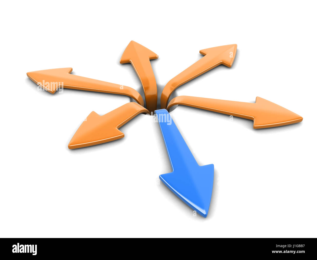 3d image of arrows in different directions. Image with clipping path ...