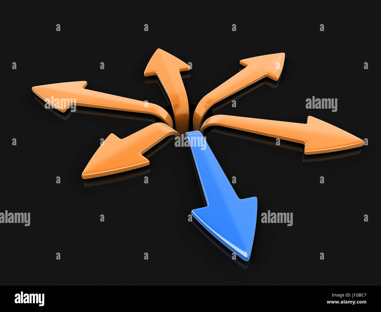 3d image of arrows in different directions. Image with clipping path ...