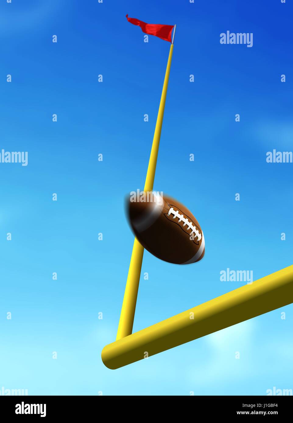 Football Ball Over Goal Post Stock Photo - Alamy