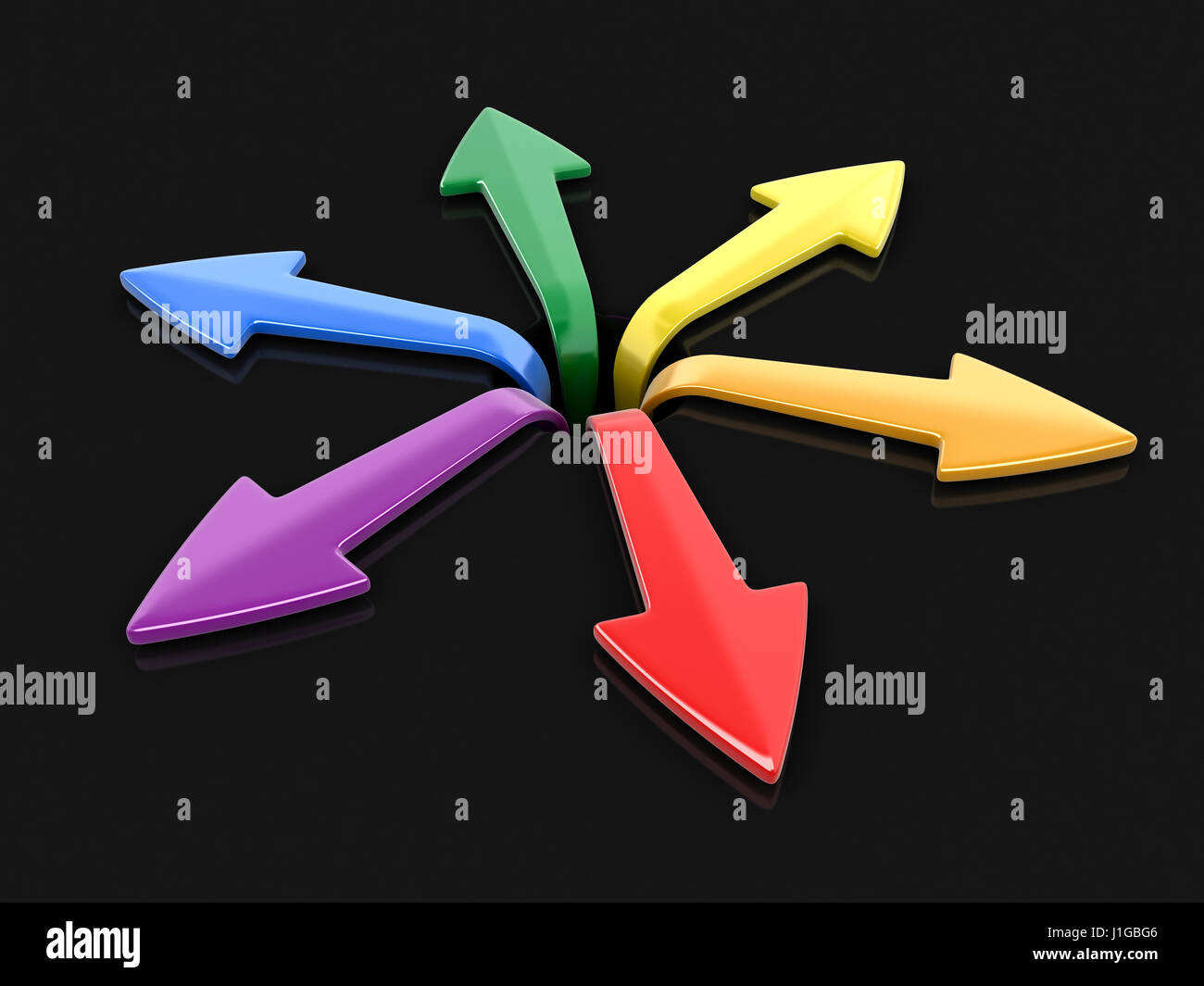 3d image of arrows in different directions. Image with clipping path ...