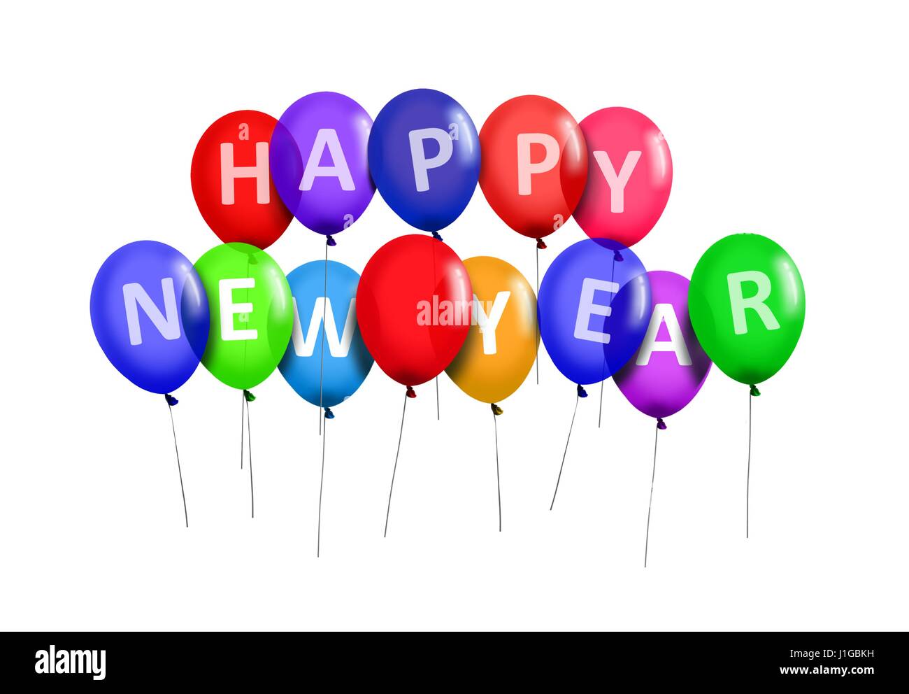 Happy New Year Party Balloons Stock Photo - Alamy