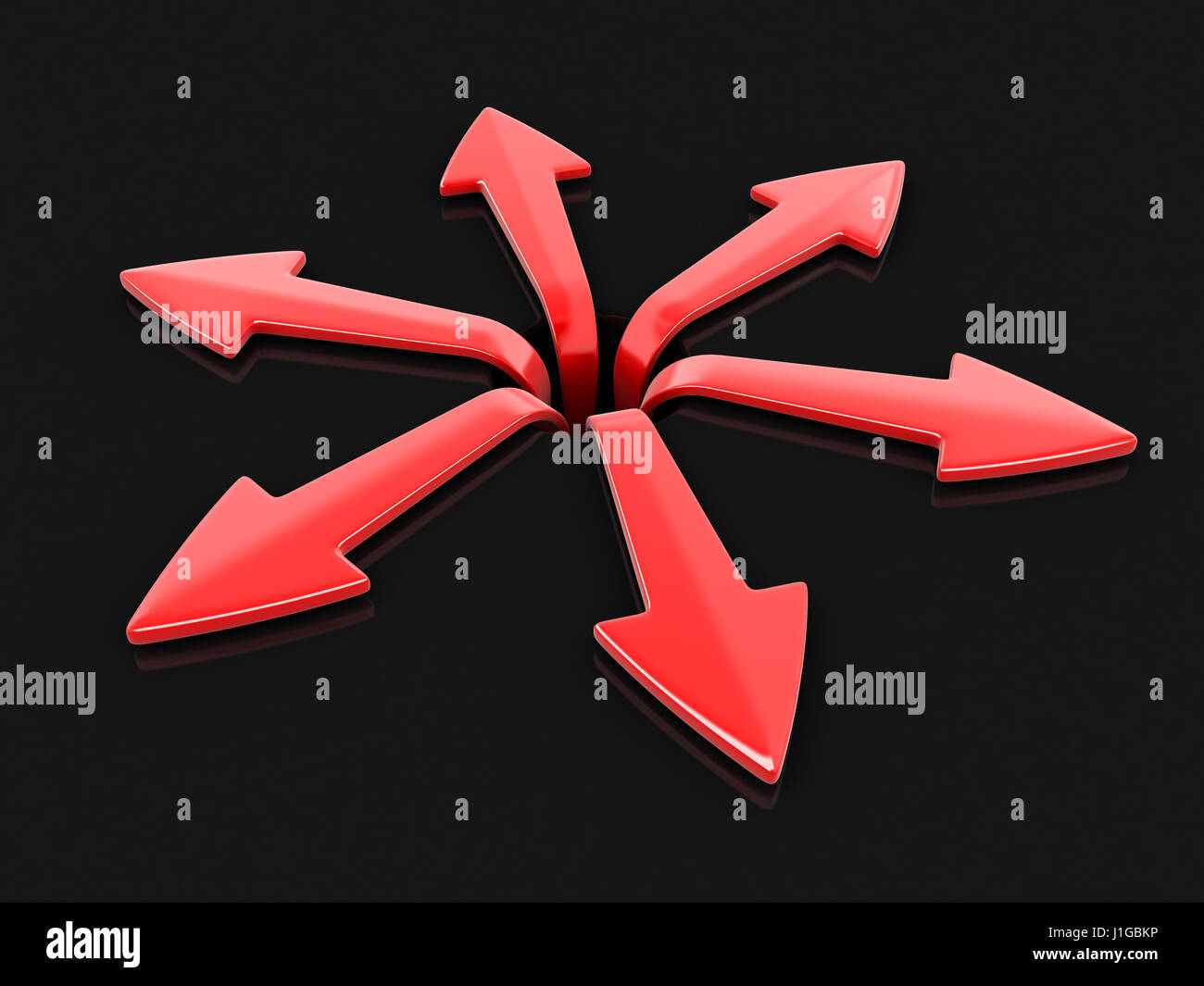 3d image of arrows in different directions. Image with clipping path ...