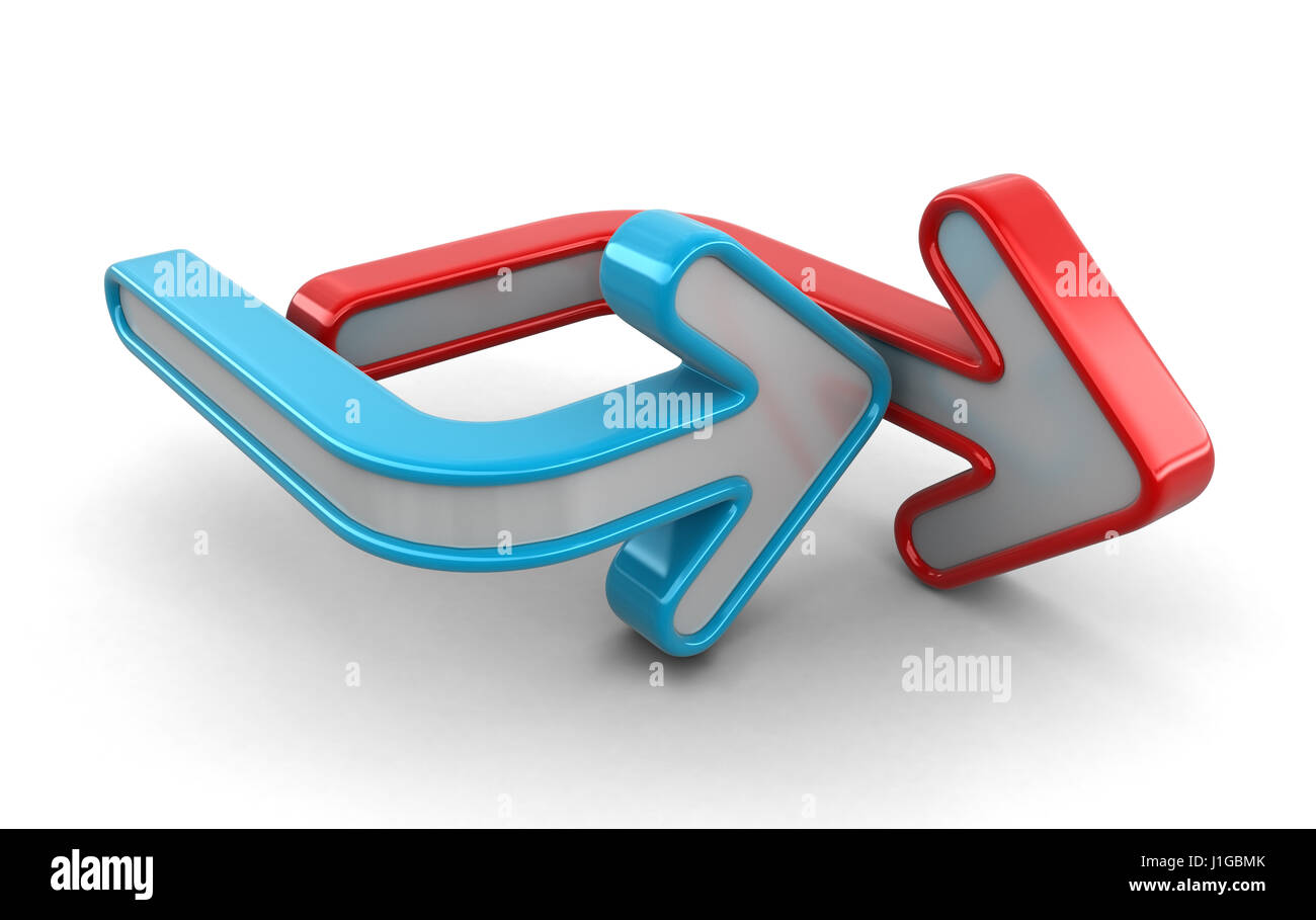 3d image of arrows in different directions. Image with clipping path ...