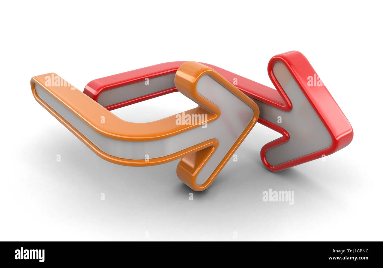 3d image of arrows in different directions. Image with clipping path ...