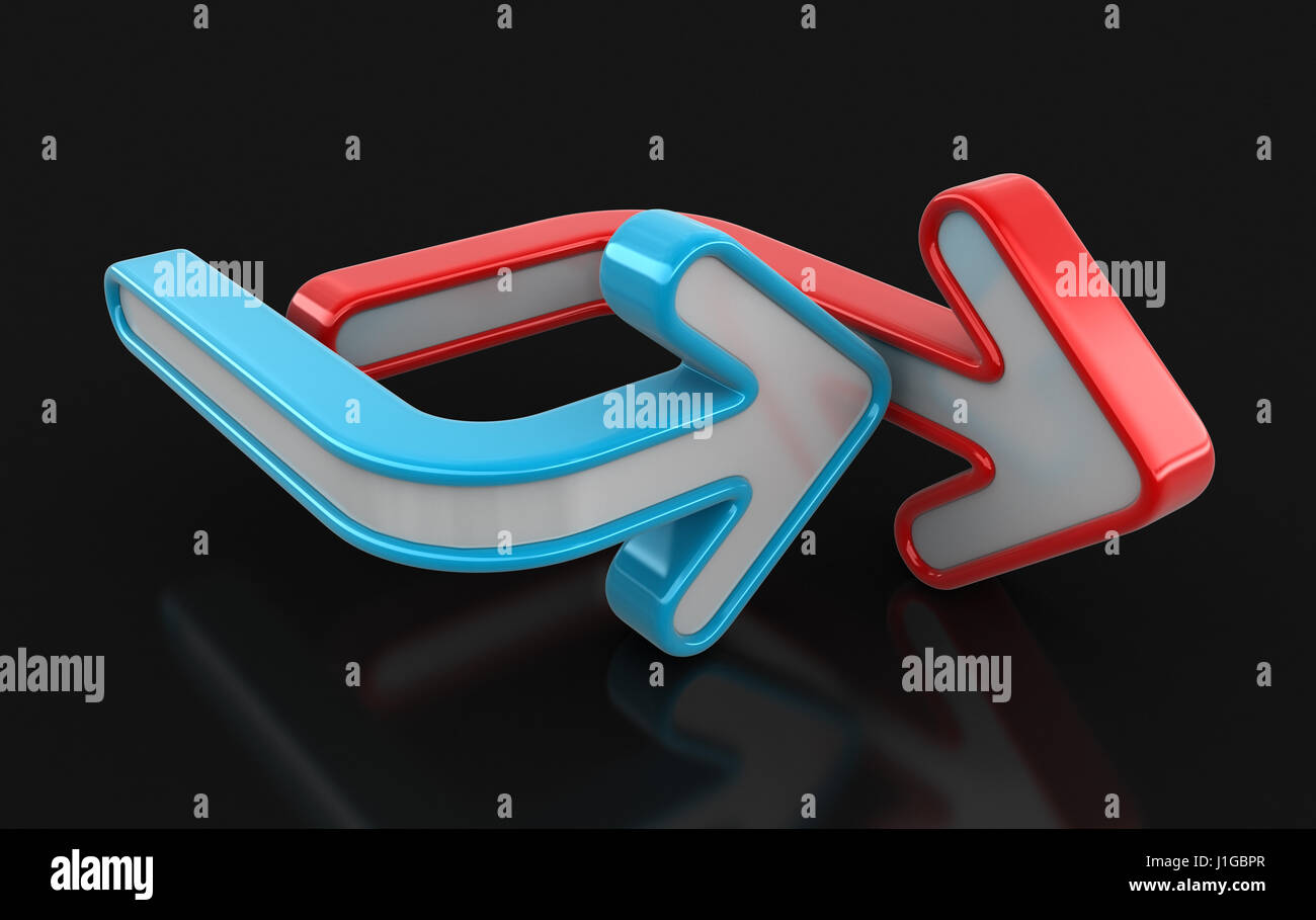 3d image of arrows in different directions. Image with clipping path ...