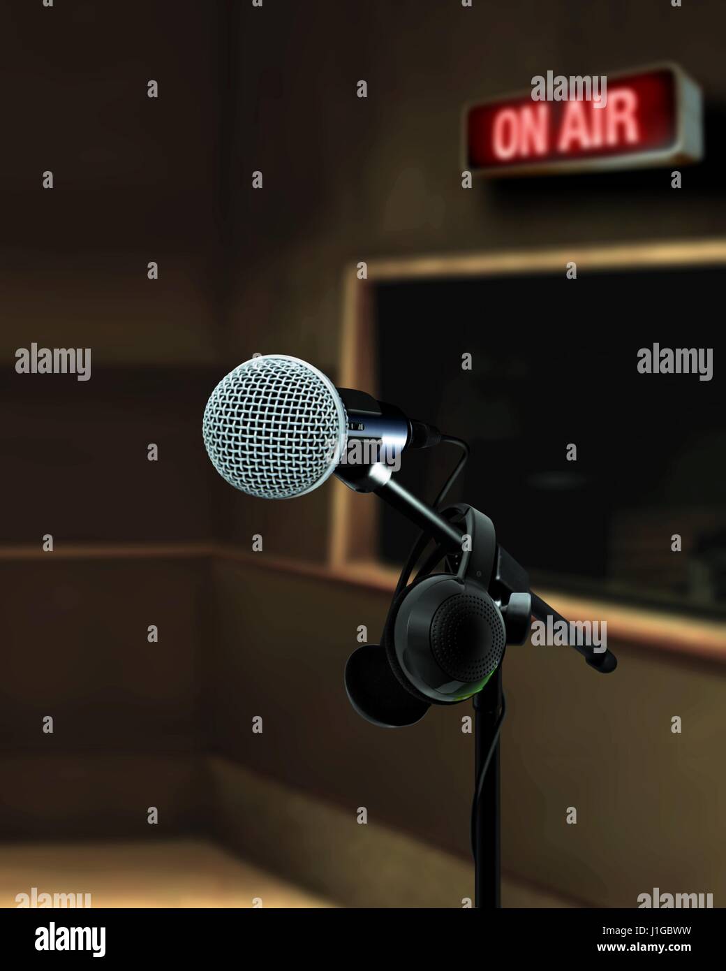 Microphone in recording studio on air Stock Photo - Alamy