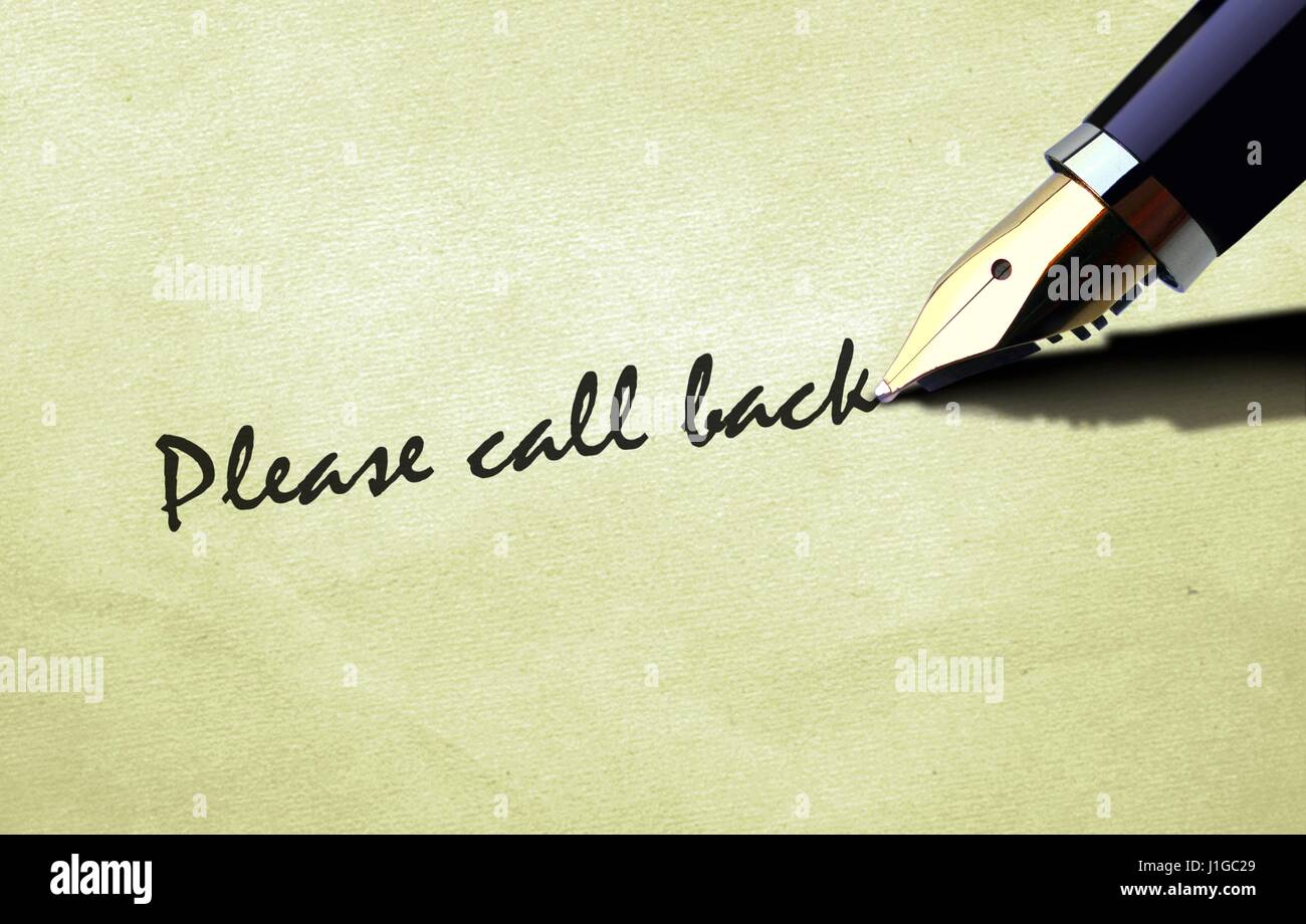 Pen writing please call back Stock Photo - Alamy